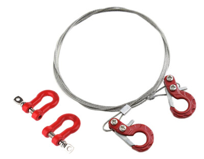 Realistic Steel Tow Cable & Tow Hooks w/ Bow Shackles for 1/10 Off-Road ...
