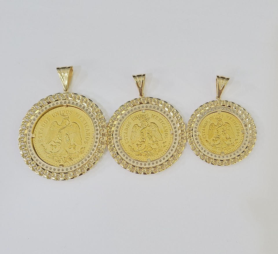 REAL 10k Yellow Gold Charm Centenario Style Coin in Bezel 50 Pesos 1947 ...