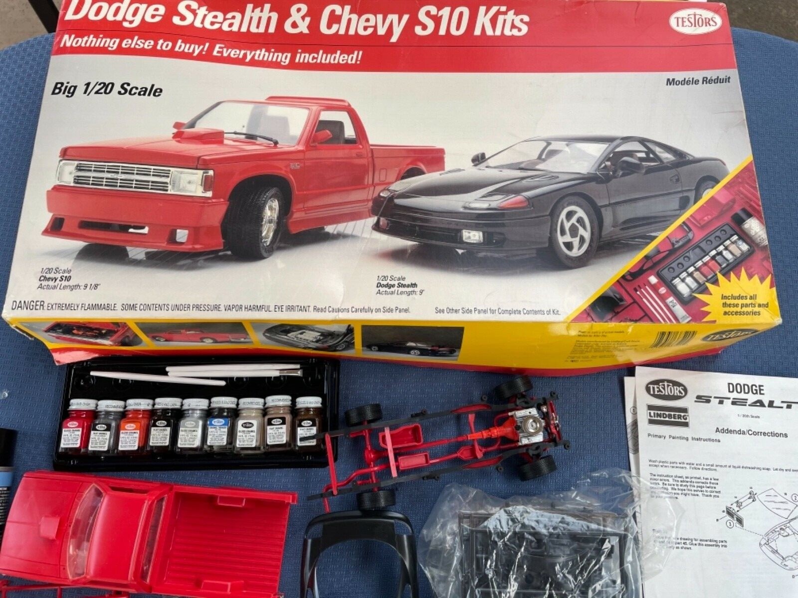TESTORS DODGE STEALTH & CHEVY S10 MODEL KITS 1/20TH SCALE PARTIALLY ...