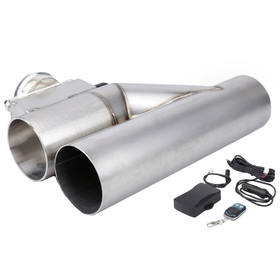 2" Dual Electric Exhaust Valve w/Remote - T304 Stainless Steel Y-Pipe ...