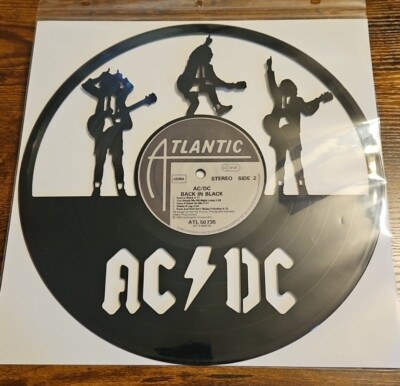 AC/DC VINYL LASER CUT RECORD ART BACK IN BLACK MACHINE CUT VINYL READY ...