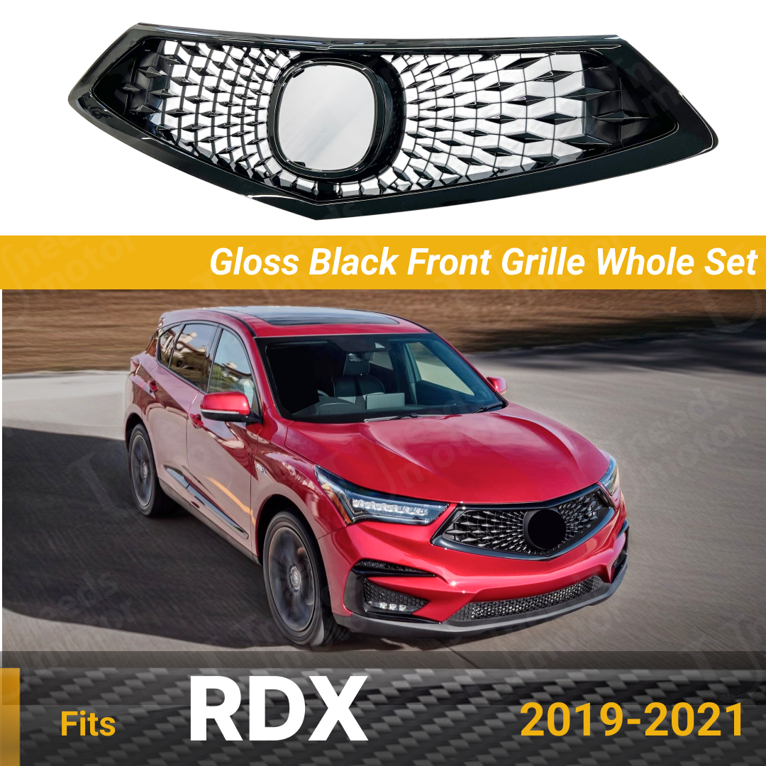 For Acura RDX 2019-2021 All Gloss Black Front Bumper Upper Grill/Grille ...