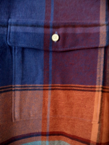 Royal Blue Rust Orange Teal Plaid Cotton Pocket Flannel Shirt 3XL 4X 26 ...