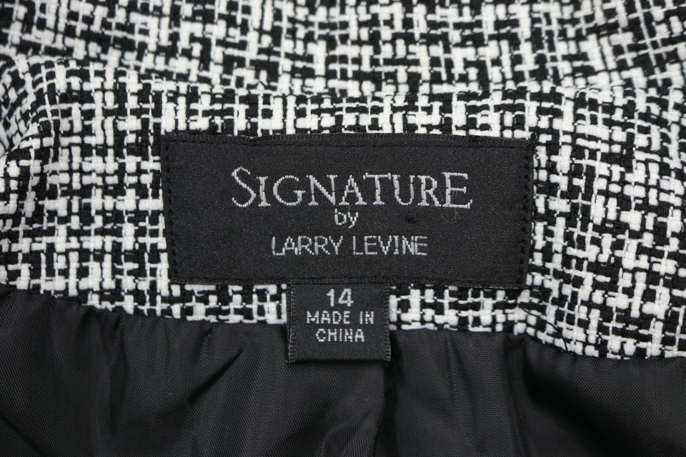 Signature by Larry Levien Womens Ladies Black White Suit Jacket Size 14 ...