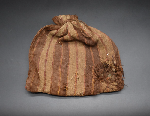 Pre Columbian, Moche culture, textile pouch contained plant matter ...