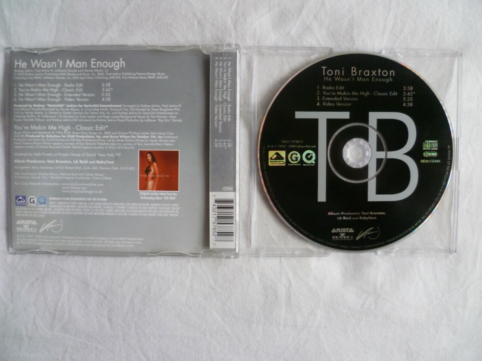 Toni Braxton "He Wasn't Man Enough" Enhanced UK CD Single (2000) 74321 ...