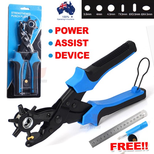 Multi-Size Revolving Leather Belt Eyelet Hole Punch Puncher Plier Craft ...