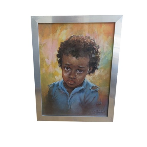 VTG Crying Boy Framed Print Art Signed Artwork Giovanni Bragolin Wall ...