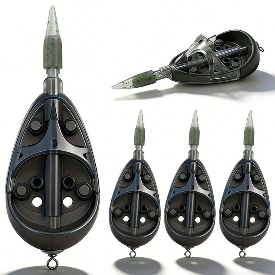 Green Zinc Alloy Bait Feeder with Slow Dispersion Holes and Streamlined ...