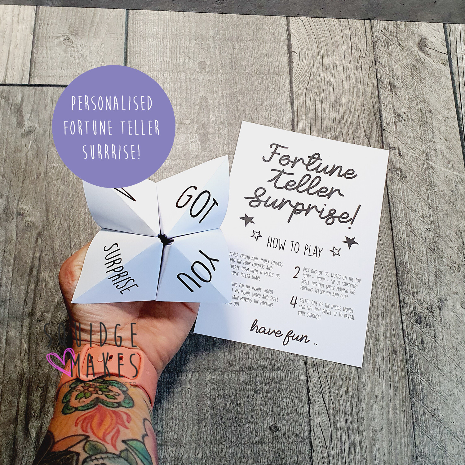 Personalised Fortune Surprise card birthday iou gift message reveal ...