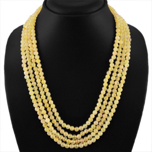 437.50 CTS NATURAL 4 LINE RICH YELLOW AVENTURINE ROUND SHAPE BEADS ...