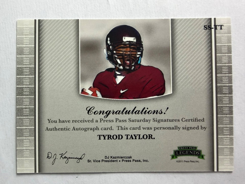 2011 Press Pass Legends Tyrod Taylor Saturday Signatures Blue Ink Auto ...