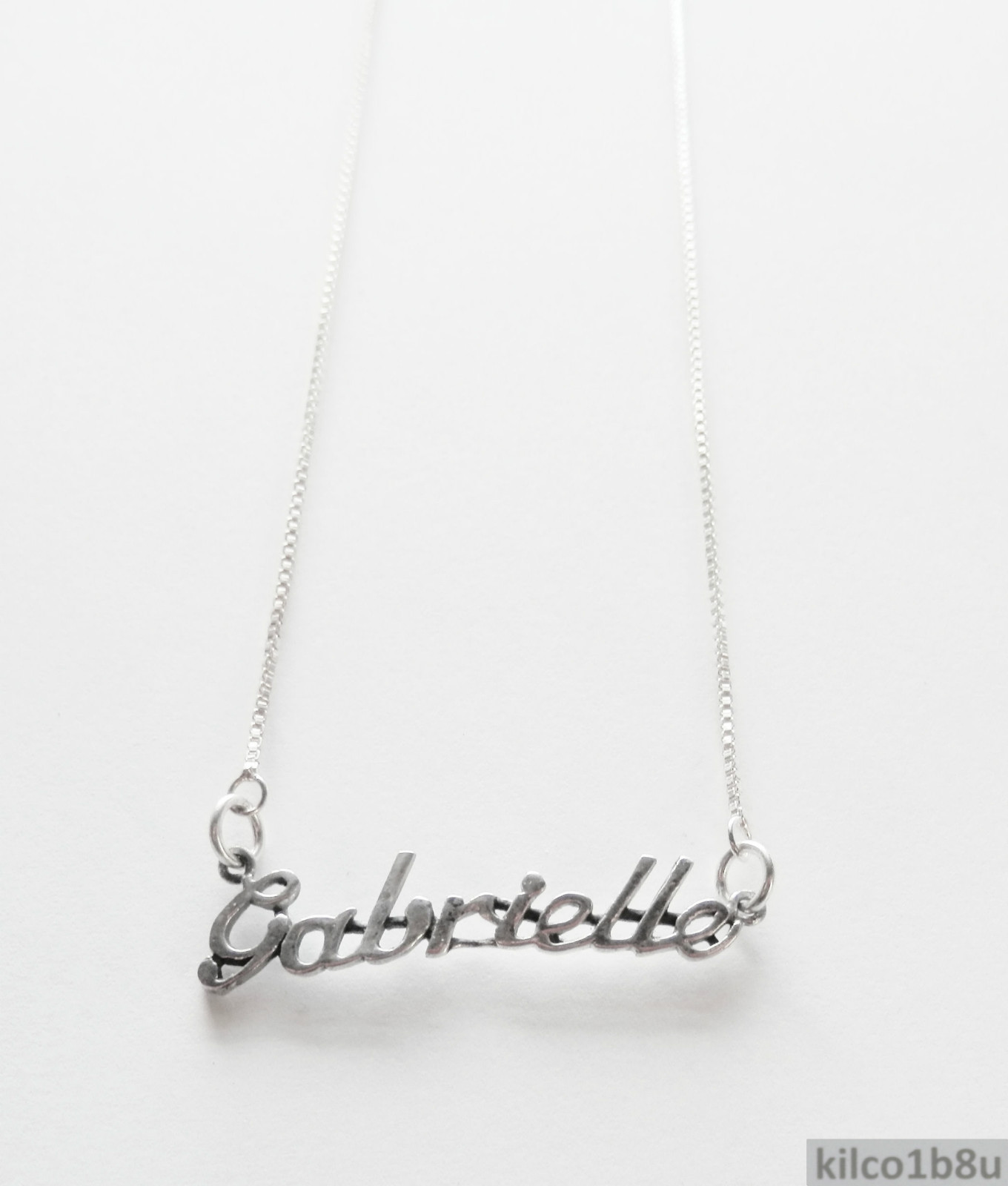 925 Sterling Silver Name Necklace - Name Plate - GABRIELLE 17" chain w ...