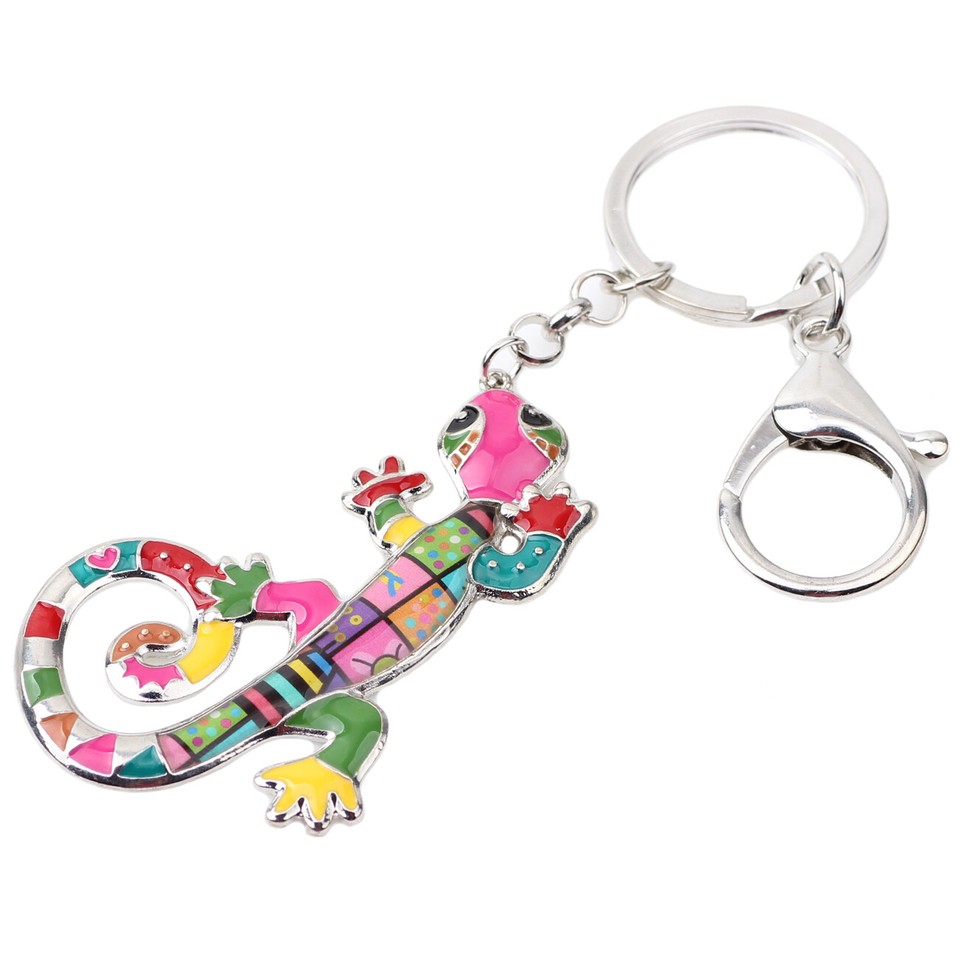 Enamel Alloy Lizard Gecko Keychains Purse Key Ring Animals Jewelry ...