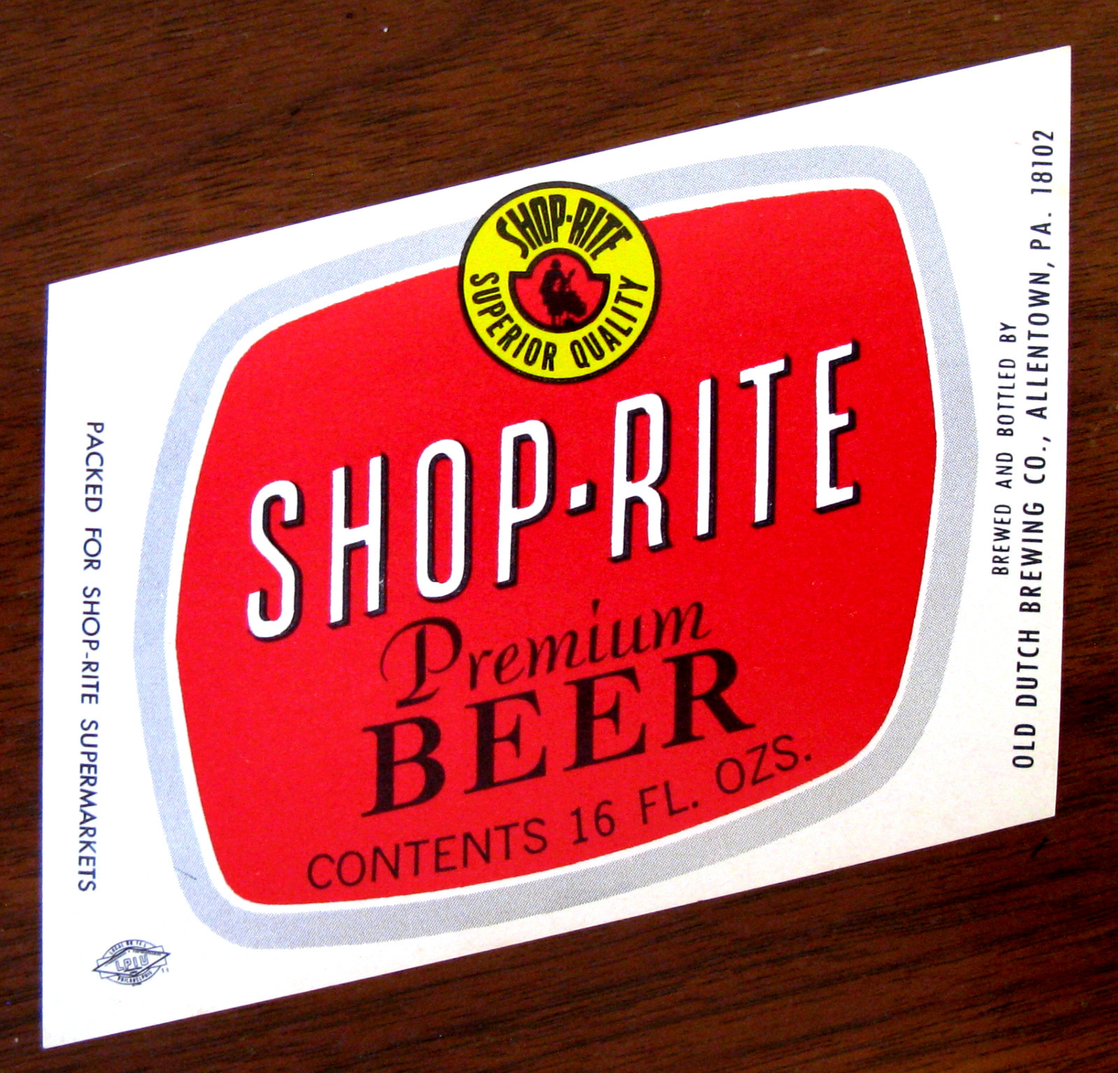 Shop Rite Supermarkets by Old Dutch Brewing SHOP-RITE PREMIUM BEER ...