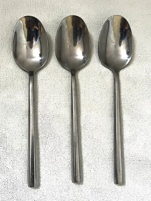 THREE 7-5/8" SOUP SPOONS - Hampton Silversmiths Stainless HSV10 Hexagon ...