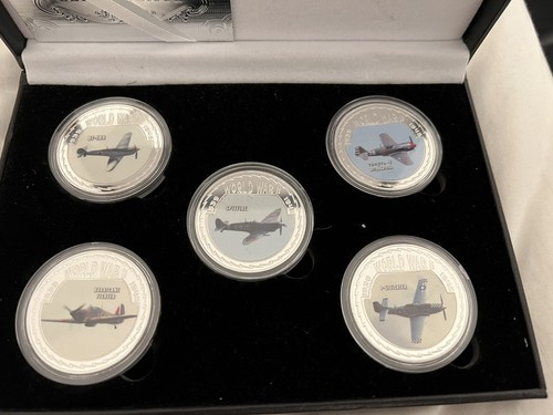 WW2 Coins Aircraft 5 Mint Pure Silver Plated Coins. Honouring Churchill ...