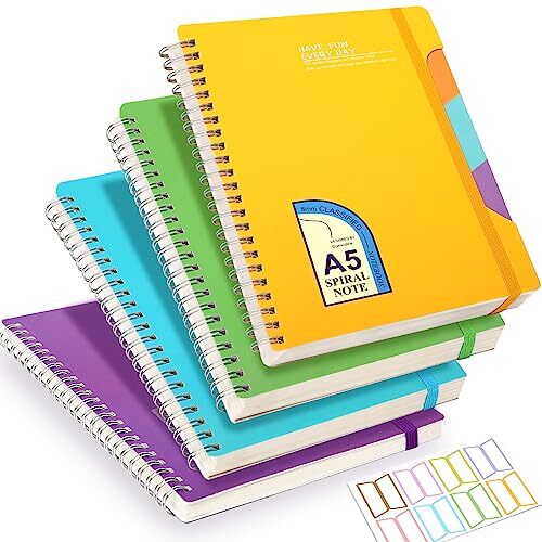 4 Pack Hardcover Spiral Notebook 5x7 Lined Journal Notebook 8mm Ruled ...