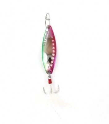 Clam Outdoors Leech Flutter Spoon Sour Grape 1/8 oz #10 Treble Hook Ice ...