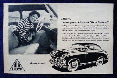 Lloyd 600 , originale Werbung aus 1956 | eBay.de