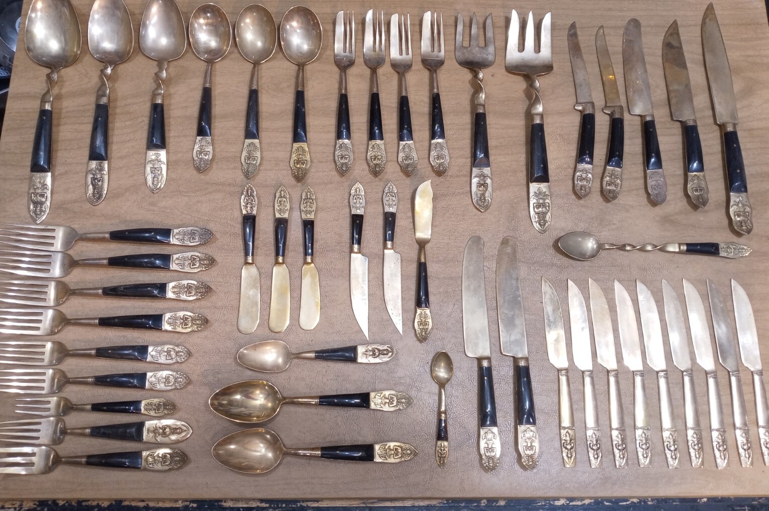 Vintage Lot Of 48 Siam Flatware Cutlery Pieces, Knives Forks Spoons ...