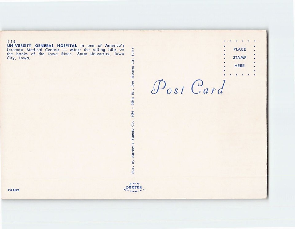 Postcard University General Hospital, State University, Iowa City, Iowa ...