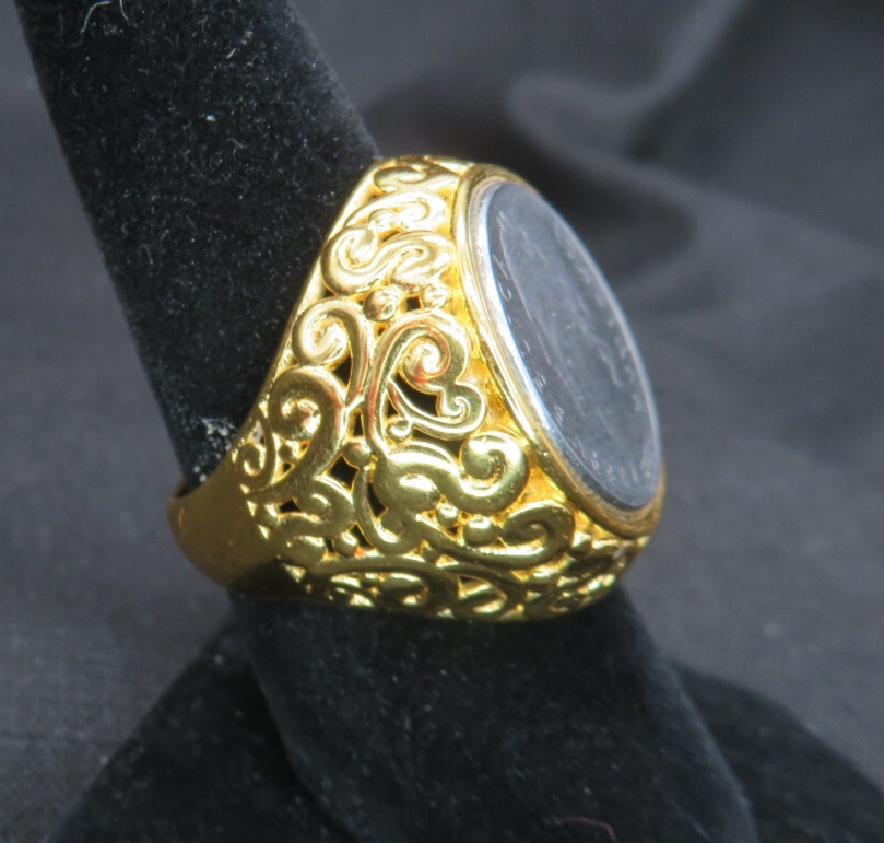 Vintage Repvbblica Italiana 100L Coin Gold Plated Men's Ring Size 9 | eBay