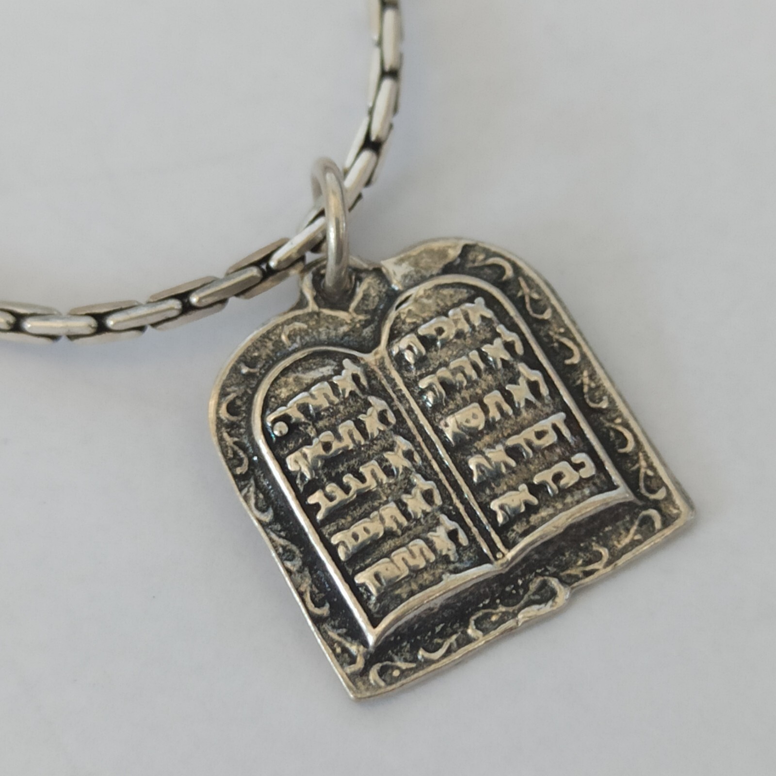 Ten Commandments Necklace Vintage Silver 925 Hebrew Men Women Jewish ...