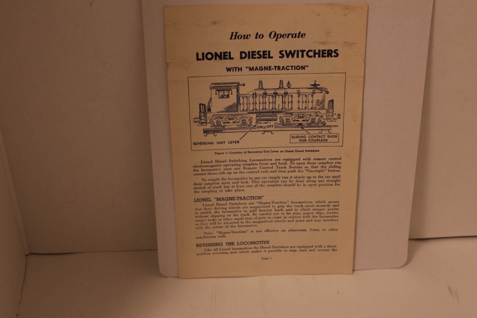 Lionel Instructions For How to Operate Diesel Switches w/ Magne ...