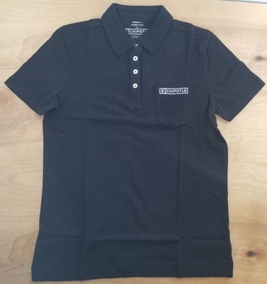 Chipotle Polo Shirt Womens Black Short Sleeve Employee Work Uniform S,L ...