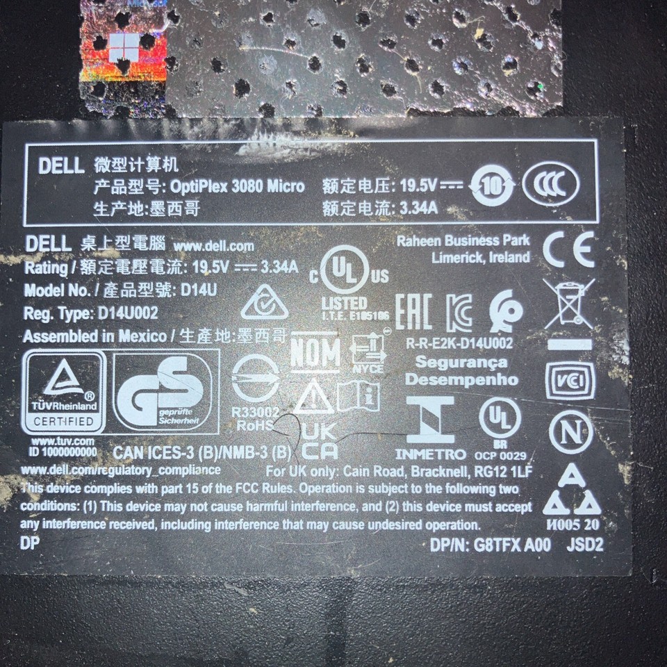 Dell Optiplex 3080 Micro BAREBONES 10th Gen I5 (NO CPU/RAM/CADDY/HDD/OS ...