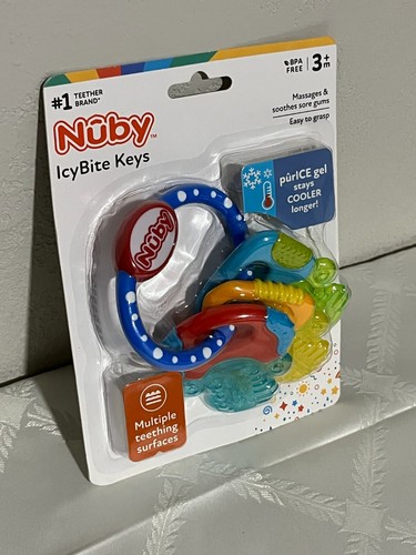 Nuby Ice Gel Multi-surface Teether Keys Silicone Teething Toy Easy Grip Design | eBay
