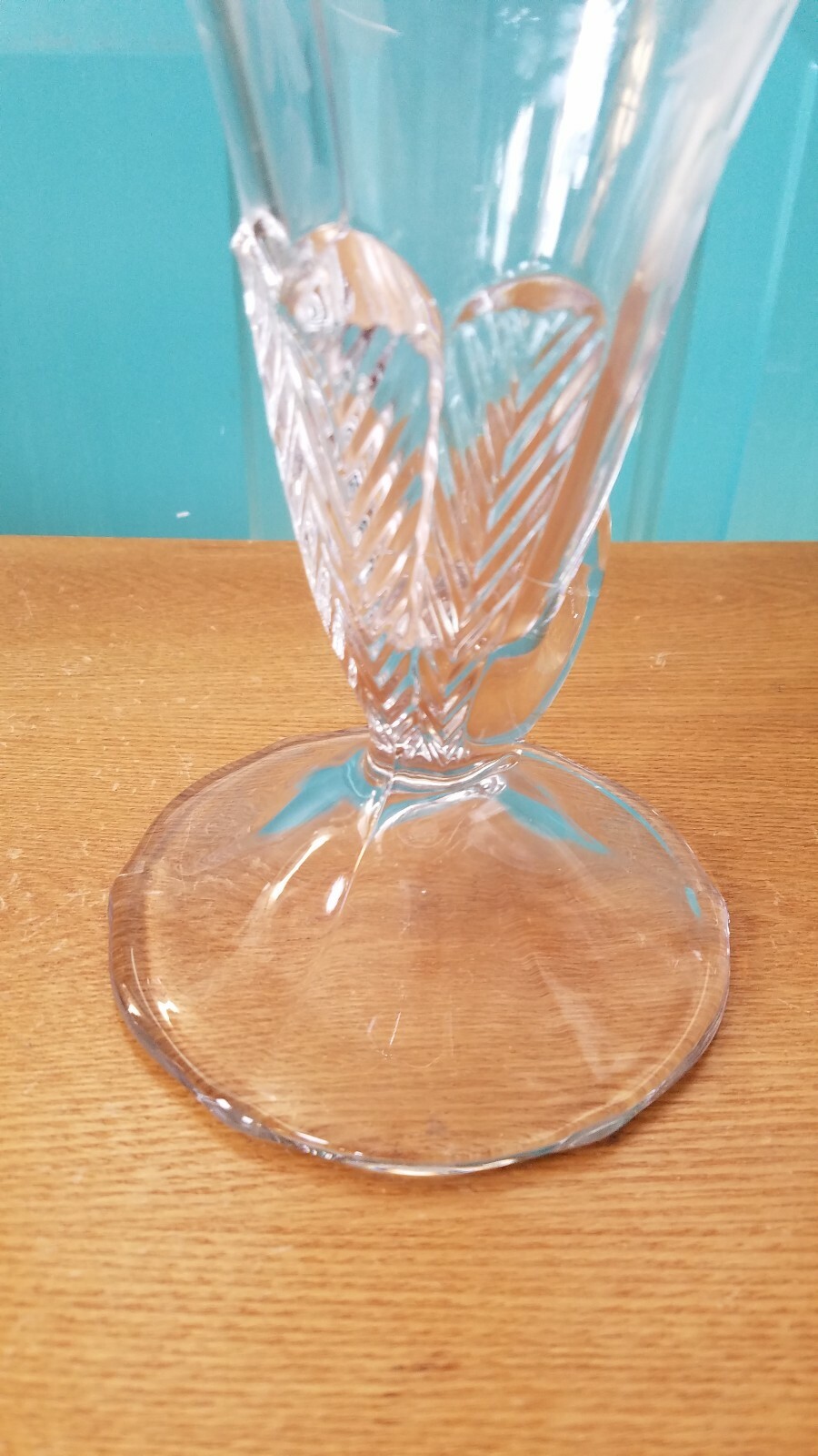 Duncan Miller Cornucopia Clear Glass Floral Etched Vase 8 1/4 inches ...