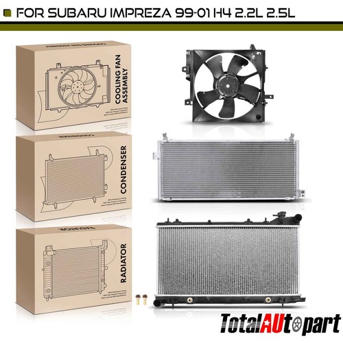 Radiator & AC Condenser & Cooling Fan Kit for Subaru Impreza 99-01 H4 2 ...