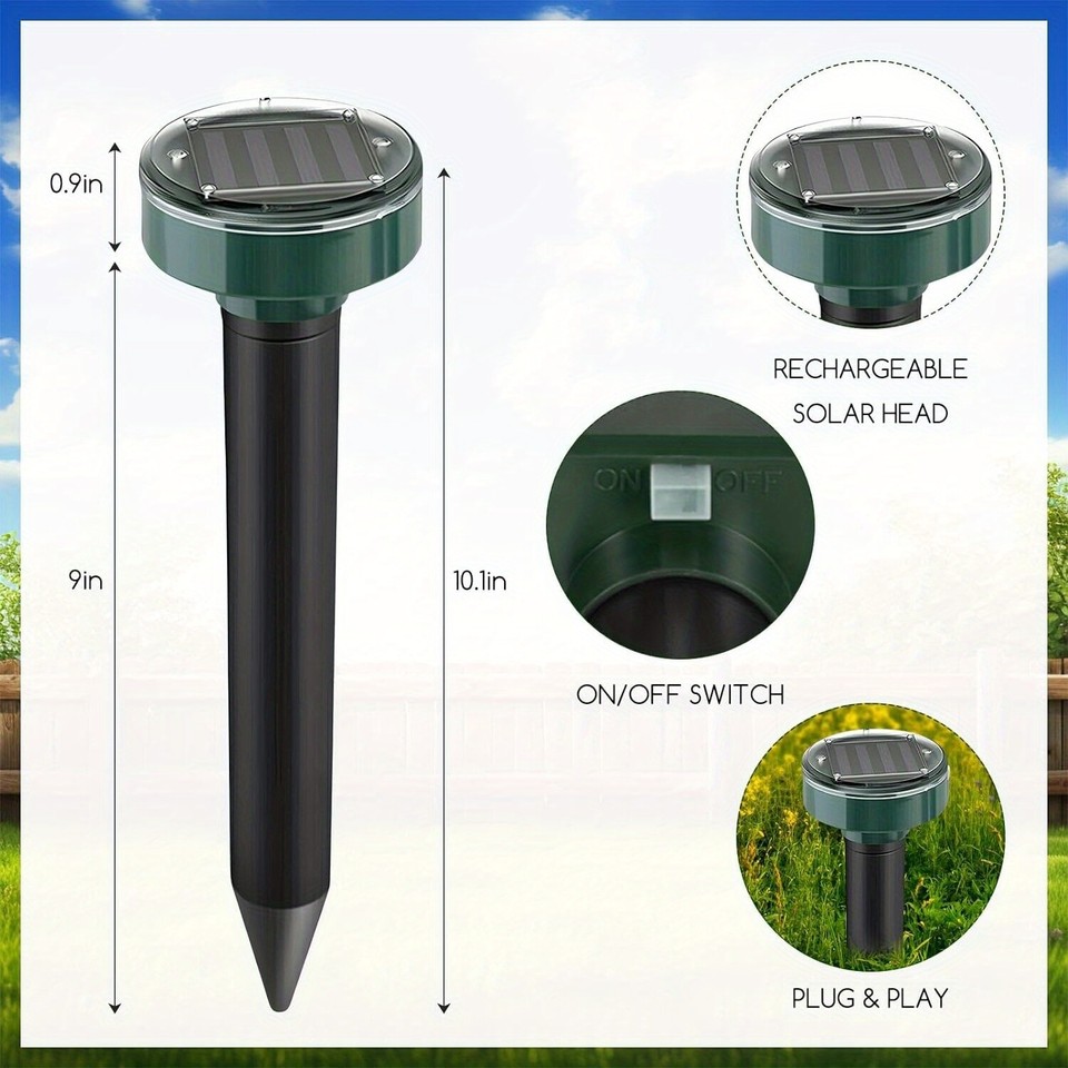 8pcs Solar Mole Repeller for Lawns Ultrasonic Solar Snake Repeller ...
