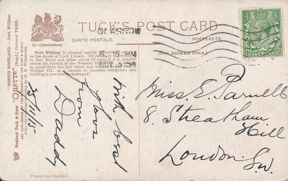 PC75902 Fort William. Tuck. Oilette. No 7688 | eBay