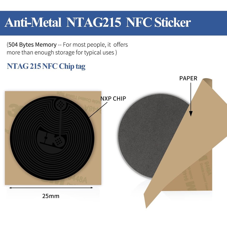 10PCS NFC Anti Metal Sticker,Round NFC Tags Sticker,NTAG215 NFC ...