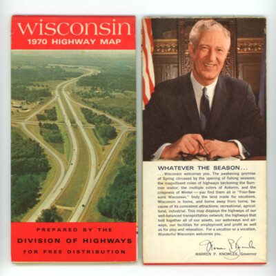 Vintage 1970 Wisconsin Official State Highway Department Road Map | eBay
