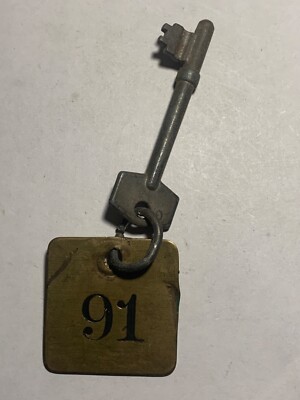 Vintage Hotel Motel Room Key BRASS Fob & Skeleton Key #91 VERY OLD ...