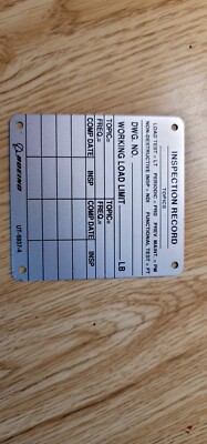 Boeing Aircraft Co UT-6937-4 Tag Metal Plate - 3" x 2-3/4" | eBay
