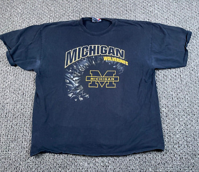 VTG Michigan Wolverines T-Shirt Adult 2XL Dark Blue Shattered Glass ...