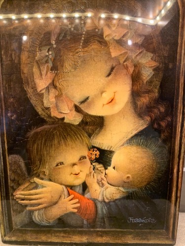 Juan ferrandiz print 3D ”flower offering” wall hanging picture on wood ...