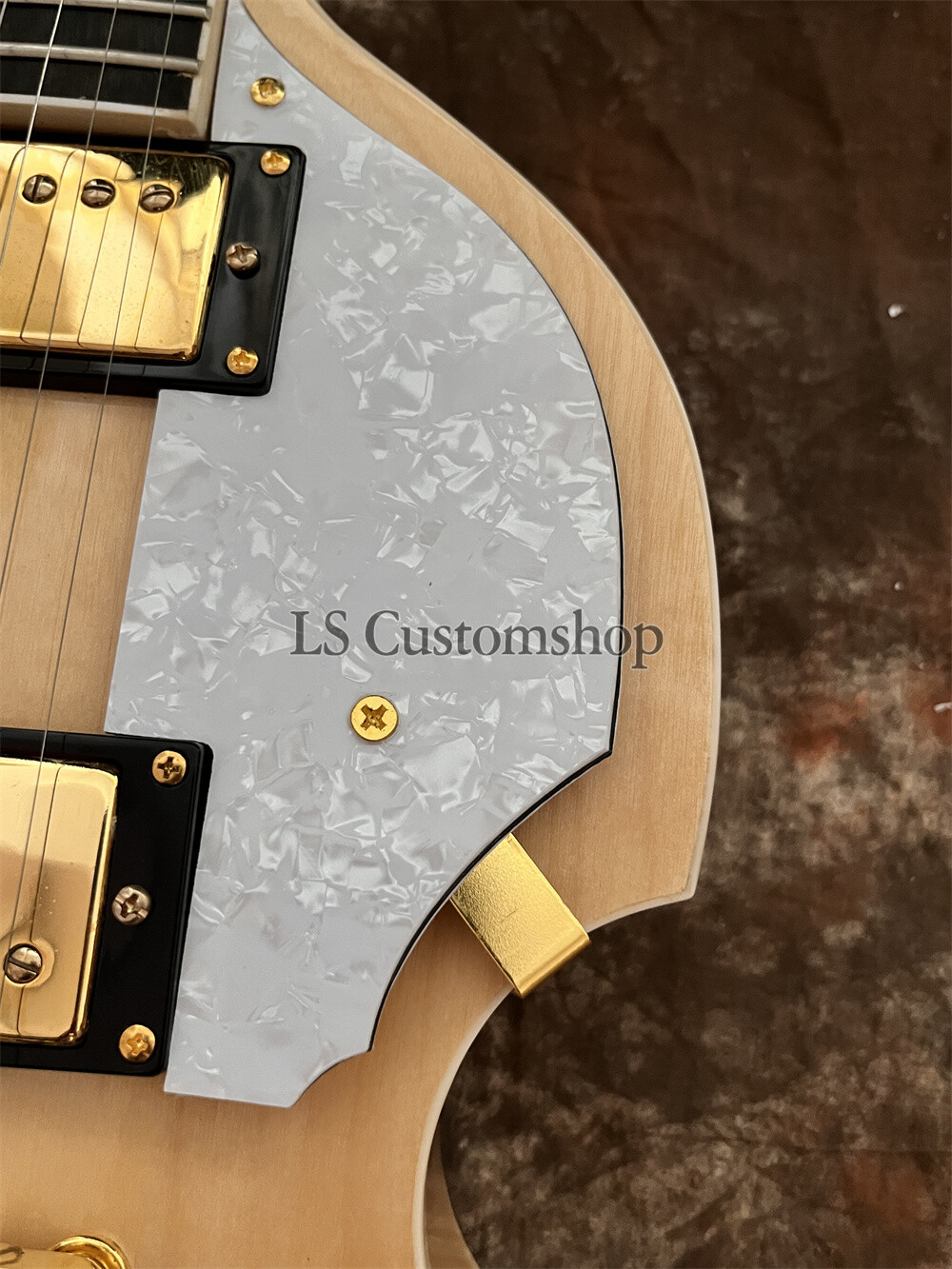 6 String Violin Electric Guitar Hollow Body Gold Hardware Special Shape ...