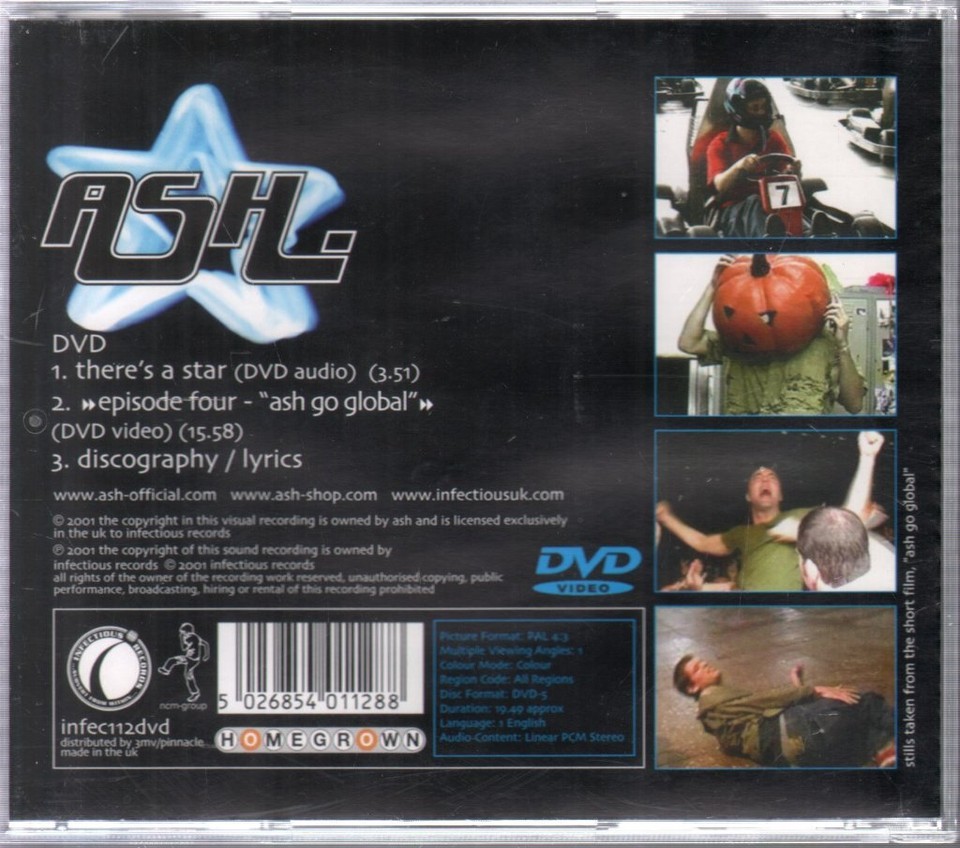 Ash (Irish Group) There's A Star DVD UK Infectious 2001 DVD limited to ...