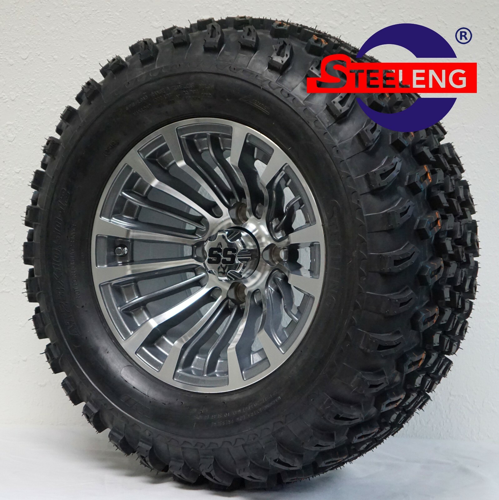 GOLF CART 12" GUNMETAL MATADOR ALUMINUM WHEELS/RIMS and 23" AT TIRES ...