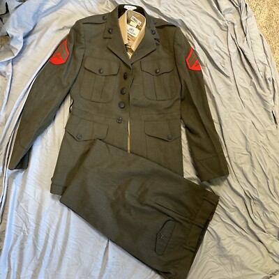 Marines USMC Enlisted Service Alpha Male Jacket Coat 40b &33r Pants 100 ...
