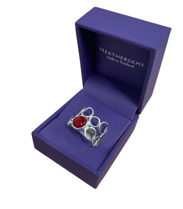 Stunning Natural Heathergems Silver Plated Bubbles Circle Design Open Back Ring | eBay UK