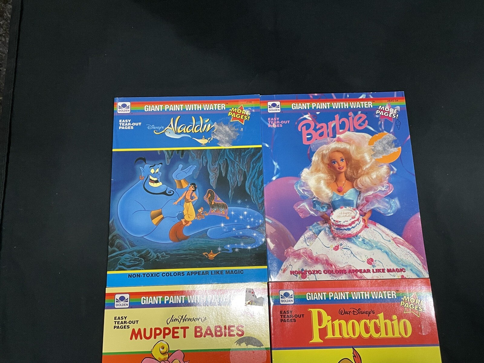 New Vintage Lot Golden Book Giant Paint with Water Disney Barbie ...