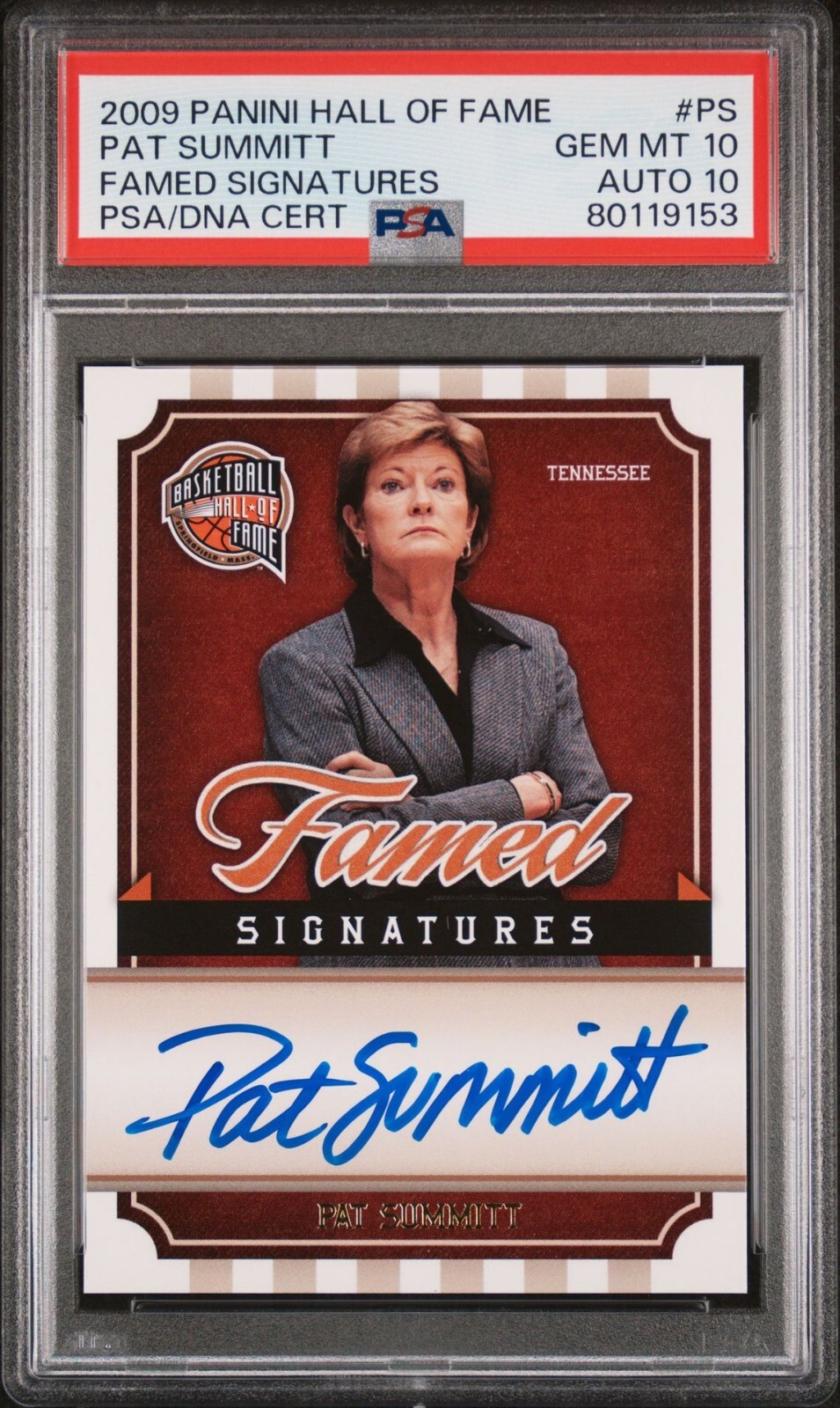 2009-10 Panini Hall of Fame Famed Signatures Pat Summitt PSA 10 W/10 ...