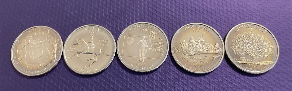 1999-2009 S -State Quarters Clad Proof - Toning 50 Coins & 6 DC ...